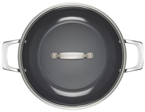 Le Creuset Essential Non-stick Ceramic Shallow Braiser with Glass Lid, 3.9 qt.​