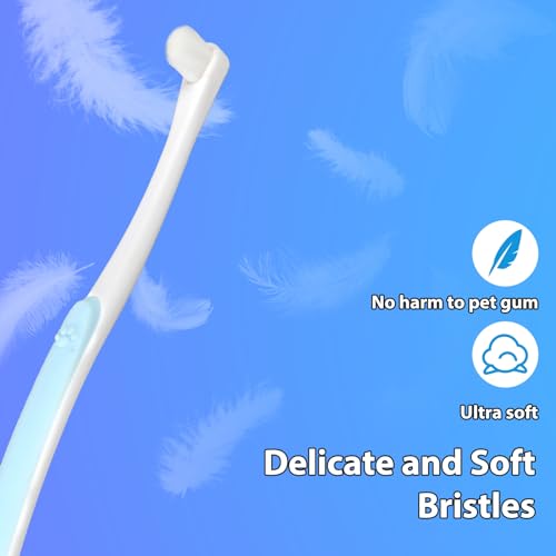 Qianyu 4 Pcs Small Dog Toothbrush Micro Brush Head Nano Soft Bristle Comfort Grip Gentle Pet Toothbrush for Puppy Kitten Sensitive Gum and Teeth Cats Dogs Teeth Cleaning Dental Care