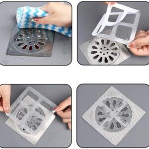 Disposable Square Shower Drain Cover Hair Catcher 20PCS Pack 4" X 4" Mesh Stickers, Kitchen Bathroom Shower Bathtub for Human and pet Hair (20 PCS)