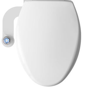 mayfair caswell toilet seat and bidet bundle, slow close plastic toilet seat with non-electric, easy to install slimglow bidet attachment, elongated, white