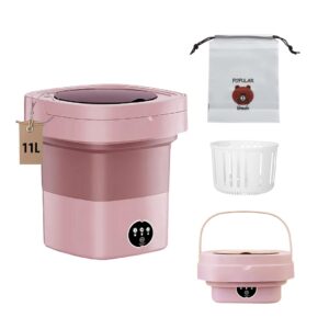 portable washing machine, mini washer,11l, with dual function of washing and drying (2 in 1), upgraded large capacity, foldable washer for apartments, dorms, hotels, travel (pink)