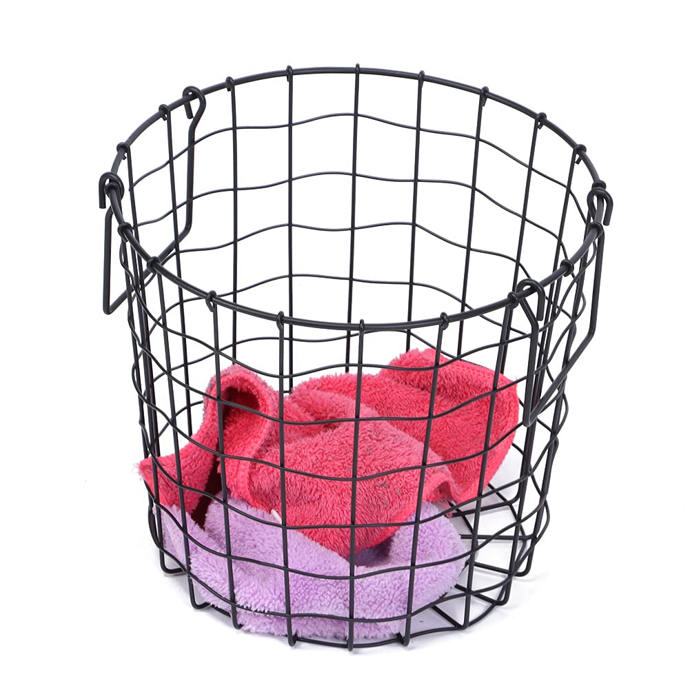 RXMORI Iron Wire Laundry Hamper, Nusery Storage Basket Bin, Bathroom Iron Dirty Clothes Laundry Basket Storage Holder Organizer, Laundry Sorter Clothes Basket Organizer