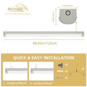 4FT LED Linear Strip Emergency Stairwell Light, 2 Watt Selectable, 20W/40W, 2500lm/5000lm, Battery Backup, 5000K, IP20, 0-10V Dimmable 4 Foot Flush Mount Commercial LED Shop Ceiling Light Fixture, FCC