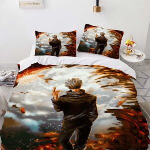 DAIRUINI Japan Anime Bedding Sets Jujutsu Kaisen Duvet Cover Single Double Queen King Bed Linen Sets Boys Bedclothes No Sheet,DA-245,Twin:68"x86"/172 * 218cm