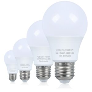 marxlait 4 pack led light bulbs 40 watt equivalent, daylight 5000k, a19 standard light bulbs, e26 medium base, non-dimmable