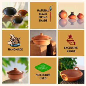 SWADESHI BLESSINGS Exclusive Range Unglazed Clay Tawa With Handle/Mitti Ke Bartan/Mud Tawa For Roti, Chappati, Paranthas/Earthen Indian Bread Maker + FREE ASH For Cleaning (9 Inches)