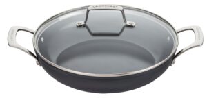 le creuset essential non-stick ceramic shallow braiser with glass lid, 3.5 qt.​