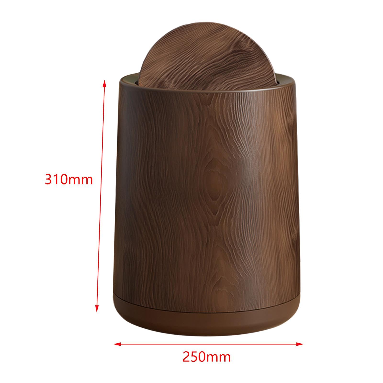 Fenteer Bathroom Trash Can Garbage Container with Swing Lid, Imitation Wood Grain Removable Inner Household Trash Bin for Kitchen/Bedroom/Living Room, Style A 25cmx31cm(L)