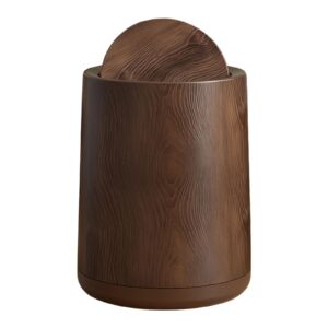 fenteer bathroom trash can garbage container with swing lid, imitation wood grain removable inner household trash bin for kitchen/bedroom/living room, style a 25cmx31cm(l)