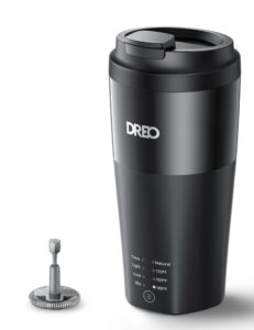 dreo milk frother, 4-in-1 electric frother for coffee, hot and cold foam maker for cappuccino, flat-white, latte with plant-based and dairy milk, multi-stage, easy to clean, temperature control, black