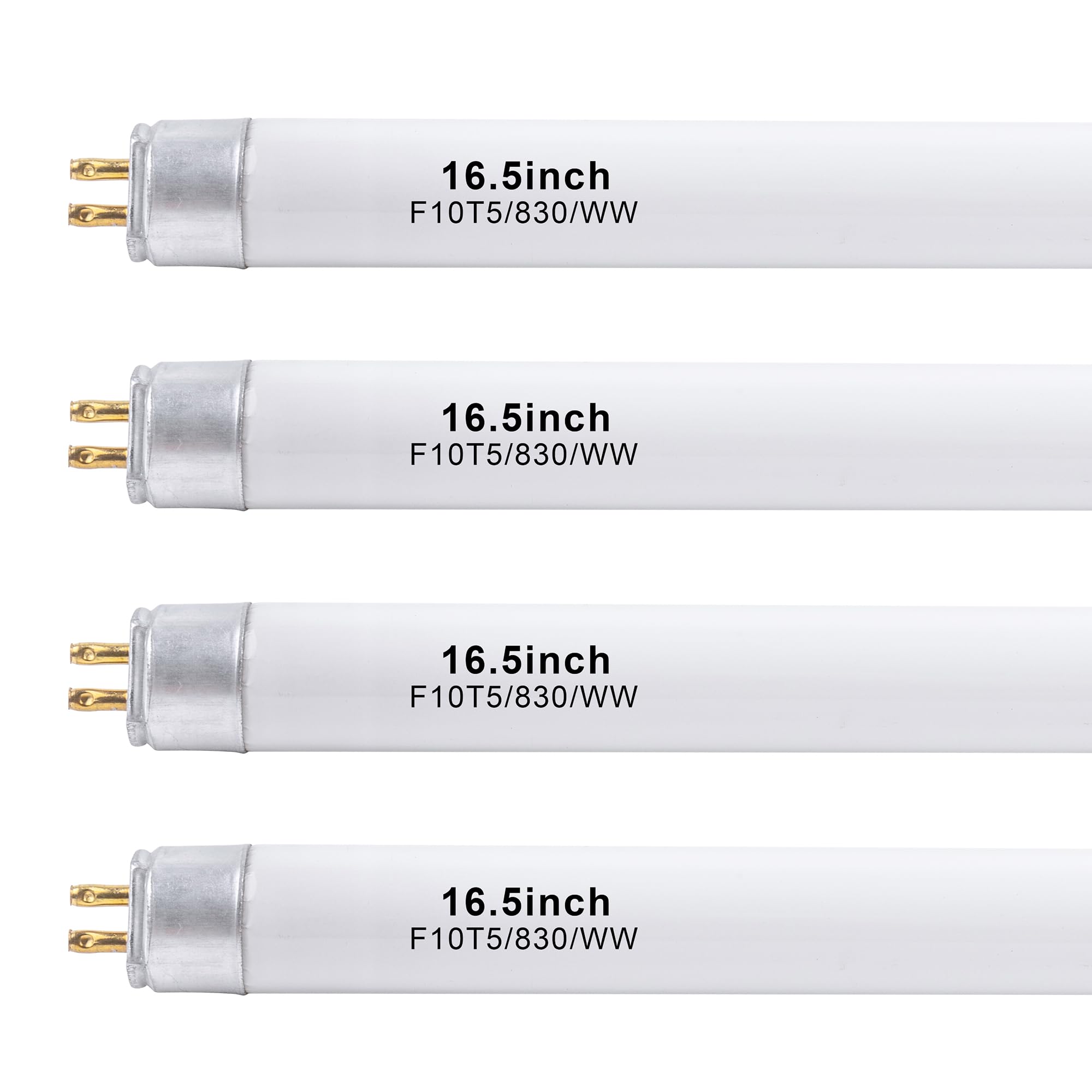 16" F10T5/WW Fluorescent Light Bulb, Warm White 3000K, T5 10 Watts Replacement Tube for Jasco, Philips, Counter and Cabinet Fixture, G5 Mini Bi-Pin Base - 4 Pack