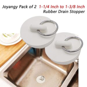 Joyangy Pack of 2 Rubber Drain Stopper, 1-1/4 Inch to 1-3/8 Inch Bathroom Sink Stopper, Universal Bathtub Drain Plug with Hanging Ring for Bathroom Kitchen Sink Tub Drain