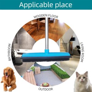 Indigopetco Pet Hair Removal Broom, Pet Hair Removal Tool, Multi-Surface Squeegee Rubber Broom, Rubber Broom Pet Hair Remover, Extendable Pet Hair Remover Broom for Carpet, Mats,Couch (Red)