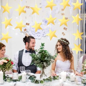 Gold Star Cutouts 11 Inch Double Printed Large Paper Stars Decorations for Wedding Party Classroom Supplies, 40 Pieces