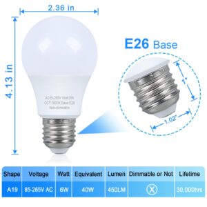 Marxlait 4 Pack LED Light Bulbs 40 watt Equivalent, Daylight 5000K, A19 Standard Light Bulbs, E26 Medium Base, Non-Dimmable