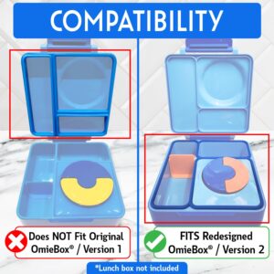 [2 Pack] Lid Seal Gasket For OmieBox - Exact Fit Replacement Part For Kids Bento Lunch Box With Insulated Food Container - 100% Food-Safe Silicone Rubber (Blue) - Lunch Box NOT Included