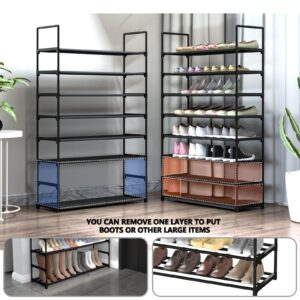 Hsscblet 8 Tiers Shoe Rack Organizer, Stackable & Adjustable Non-Woven Fabric Shoe Shelf Storage Cabinet, Holds up to 32 Pairs for Entryway, Closet, Black