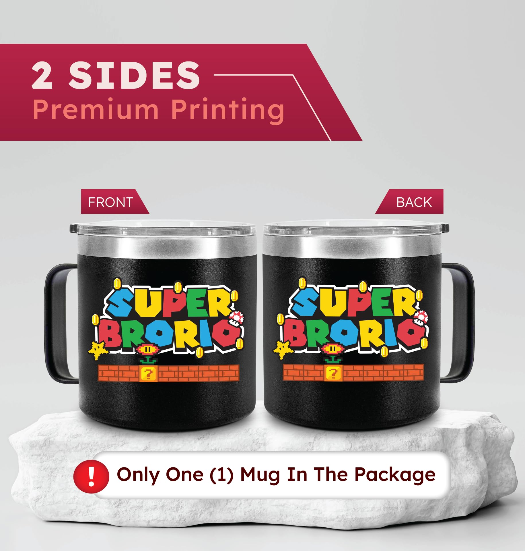 Christmas Gift for Brother, Brother Gift from Sister, Brother Birthday Gift, Gift for Older Adult Brother, Best Funny Cup or Present Idea for Big Little Teen Bro - Super Brother Mug Tumbler 14Oz