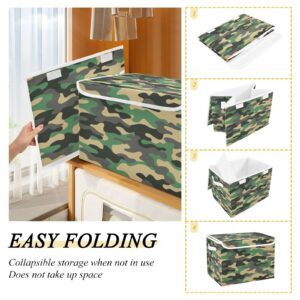 YETTASBIN Camo Texture Storage Basket with Lid and Handles, Large Collapsible Fabric Storage Bins Sturdy Storage Organizer for Shelves, Closet, Bedroom, School, Office, Home Decor