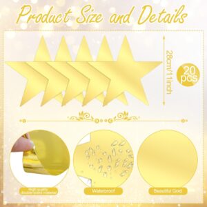 Gold Star Cutouts 11 Inch Double Printed Large Paper Stars Decorations for Wedding Party Classroom Supplies, 40 Pieces