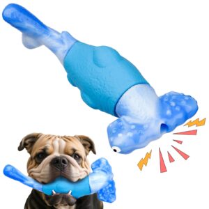 bikiisen dog toys for aggressive chewers, interactive dog chew toys for large dogs, indestructible squeaky dog toys to keep them busy, tough dog toys for medium/large breed dogs blue