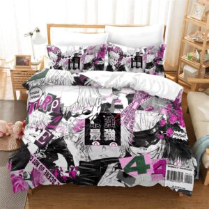 dairuini anime jujutsu kaisen bedding set japan anima gojo satoru itadori yuji bed line for kids teen duvet cover home textile bed cover set pillowcase,da-249,queen:90"x90"/229 * 229cm