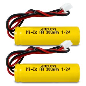 jintion 1.2v 900mah rechargeable aa nicd batteries replacement battery for aa 900mah emergency/exit light/fire exit sign, 2 pack