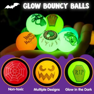 JOYIN 24 PCS Glow Halloween Bouncing Balls, Glowing Bouncy Ball Halloween toys for Kids Gift, Halloween Party Favors Bounce Ball Goodie Bag Fillers, Trick or Treats Classroom Exchange Prizes