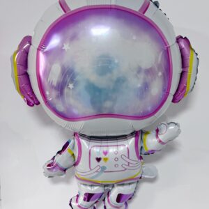 5Pcs Astronaut Balloons for Girls/Girl Astronaut Space Party Decor/Two the Moon Decor/Purple Outer Space Astronaut 4D Planet Balloons for Girl/Galaxy Planet Balloons/Space Travel UFO Baby Shower