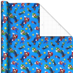 Hallmark Nintendo Super Mario Birthday Wrapping Paper Rolls for Kids Birthdays, Christmas, Any Occasion (Set of 3 Rolls: 60 Sq. Ft. Total) Mario, Luigi, Yoshi, Bowser, Princess Peach, Toad