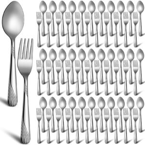 yiyiring 300 piece forks and spoons silverware set for 150 stainless steel flatware cutlery set heavy duty metal spoons and forks set for dinner restaurant home, mirror polished, dishwasher safe