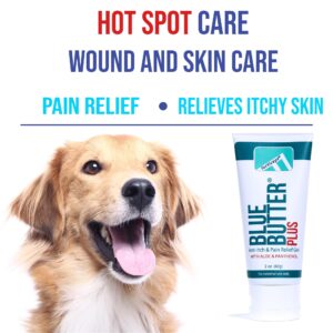 Forticept Blue Butter Plus Dog Itching Skin Relief Cream, Hot Spot Treatment for Dogs, Pain Relief, Dog Wound Care, Heals Skin Sores Irritation Cuts Bites Scrapes, 2 Oz