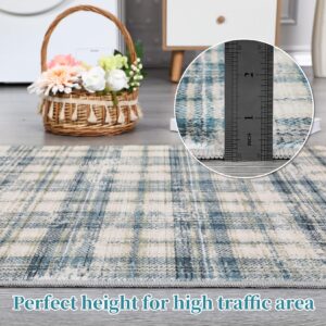 LUXLOOM Modern Plaid Washable Rug 8x10 Area Rugs for Living Room Soft Bedroom Rug Tartan Large Area Rug Non Shedding Non Slip Throw Rugs Stain Resistant Carpet for Nursery Office 8'x10' Green/Beige