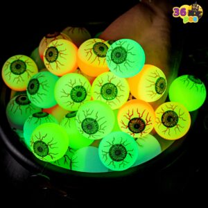 JOYIN 36 PCS Halloween Glow Eyeball Bouncy Ball, Glow in The Dark Bouncing Balls for Halloween Party Favors, Glowing Bounce Ball for Party Decorations, School Classroom Game Prizes Kids Gift