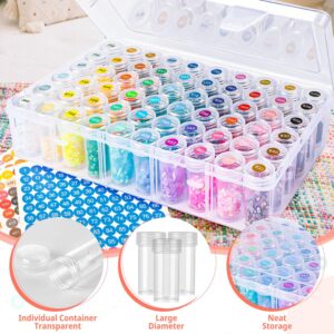 KQYSLXG Diamond Painting Storage Containers Set, 60 Grids Bead Organizer & Round Painting Labels and 12 Pcs Dispense, Diamond Painting Accessories Kits for DIY Diamond Art Craft Jewelry Bead Storage