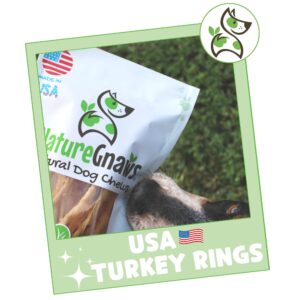 Nature Gnaws USA Turkey Tendon Rings for Dogs (8oz) - Delicious Grain Free Reward Snack for Small, Medium & Large Breeds - Premium Natural Dog Chew Treats