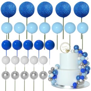 astaron 50 pcs ball cake topper sticks mini balloons for cake decorating supplies foam balls cake decorations for baby shower cake birthday cake toppers decorations (blue series)