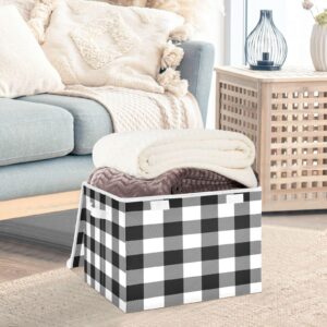 YETTASBIN Buffalo Plaid Storage Basket with Lid and Handles, Large Collapsible Fabric Storage Bins Sturdy Storage Organizer for Shelves, Closet, Bedroom, School, Office, Home Decor