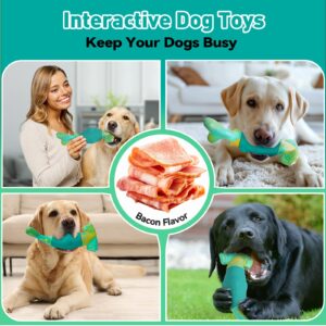 BIKIISEN Dog Toys for Aggressive Chewers, Interactive Dog Chew Toys for Large Dogs, Indestructible Squeaky Dog Toys to Keep Them Busy, Tough Dog Toys for Medium/Large Breed Dogs (Green)