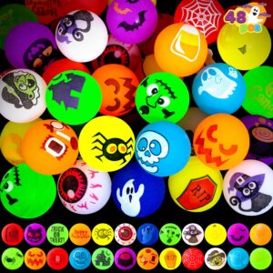 joyin 24 pcs glow halloween bouncing balls, glowing bouncy ball halloween toys for kids gift, halloween party favors bounce ball goodie bag fillers, trick or treats classroom exchange prizes