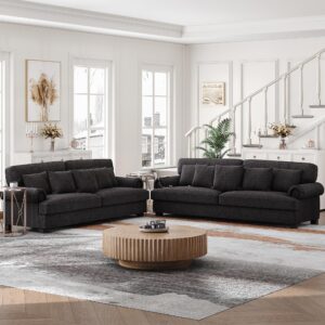 HIFIT 85in Sofa, Comfy Sofa Couch with 3 Extra Deep Seats and 2 USB Charging Ports, Modern Sofa Couches for Living Room, Wide Rolled Arms, Grey 34" D x 85" W x 35" H