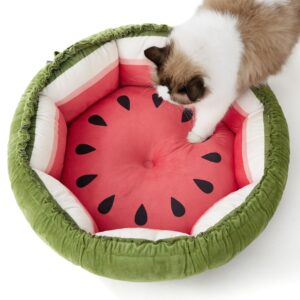 Lesure Cat Beds for Indoor Cats - Washable Cute Cat Beds with Versatile Dual-Use Design, Reversible Donut Pet Bed for Puppy and Kitten, 21x21x7 Inches