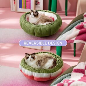 Lesure Cat Beds for Indoor Cats - Washable Cute Cat Beds with Versatile Dual-Use Design, Reversible Donut Pet Bed for Puppy and Kitten, 21x21x7 Inches