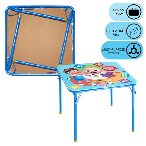 Idea Nuova Cocomelon 3 Piece Children's Activity Square Table and 2 Folding Chairs Set, Ages 3+