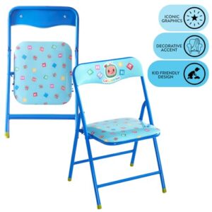 Idea Nuova Cocomelon 3 Piece Children's Activity Square Table and 2 Folding Chairs Set, Ages 3+