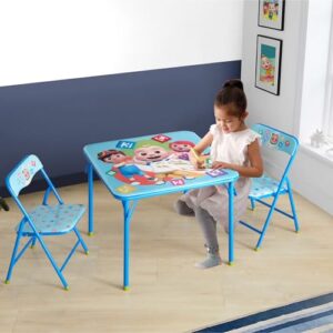 Idea Nuova Cocomelon 3 Piece Children's Activity Square Table and 2 Folding Chairs Set, Ages 3+