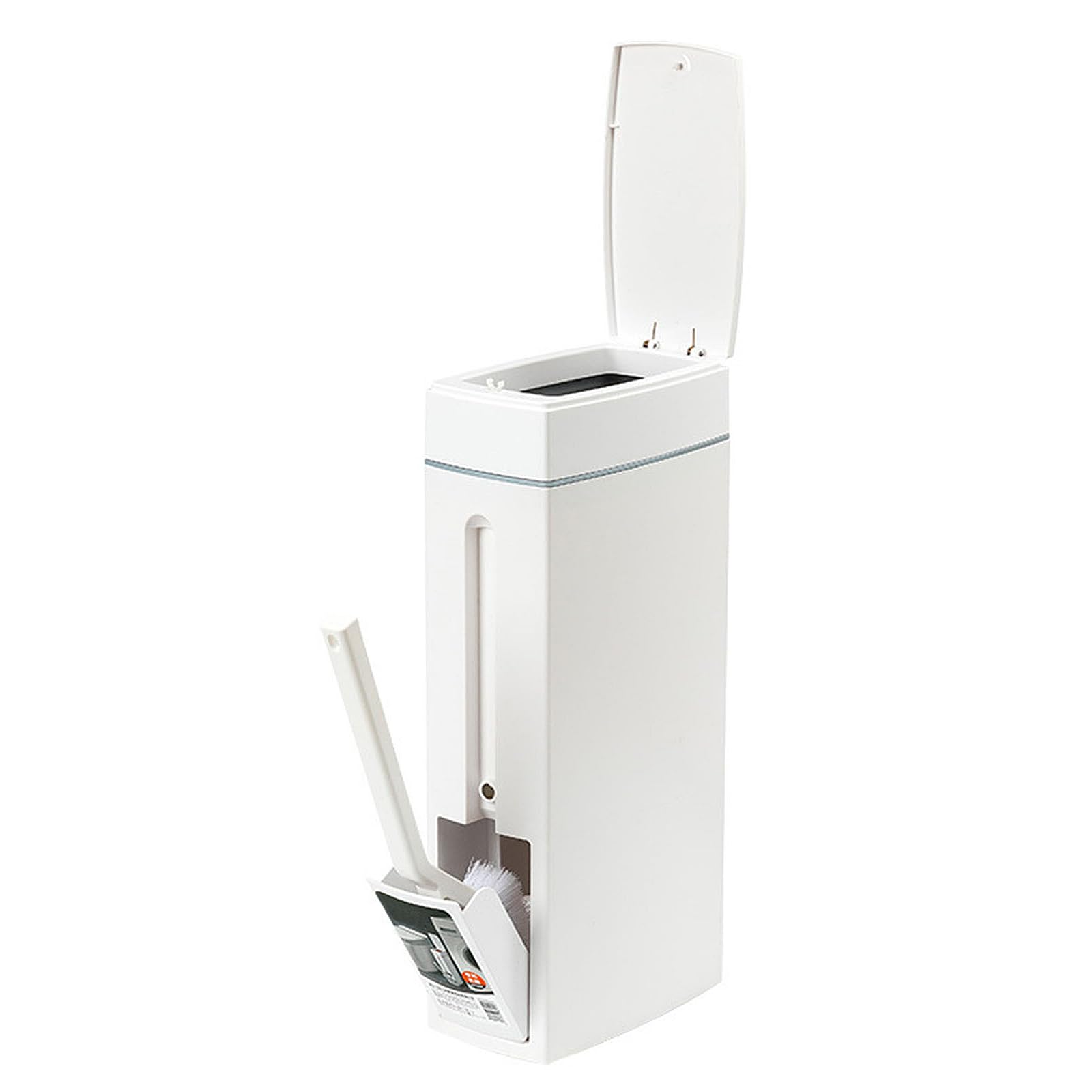 EPIPHQNY Garbage Can, Bathroom Trash Can with Toilet Brush Holder Press-Type Plastic Garbage Can Slim Rectangular Trash Bin for Toilet Kitchen, 20.3*10.8*42cm, as show