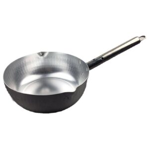 japanese saucepan, aluminum alloy yukihira saucepan with stainless steel handle nonstick sauce pot with pour spouts for home kitchen cooking(7.9in)