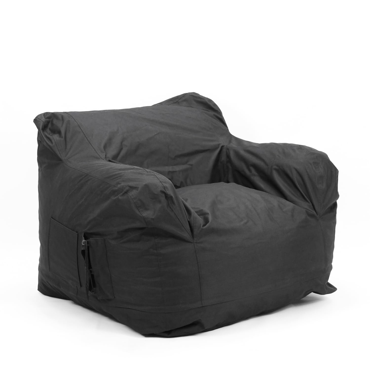 N&V Outdoor Foam Bean Bag Chair, Water-Repellent and Fading-Resistant Patio Floor Sofa, Black