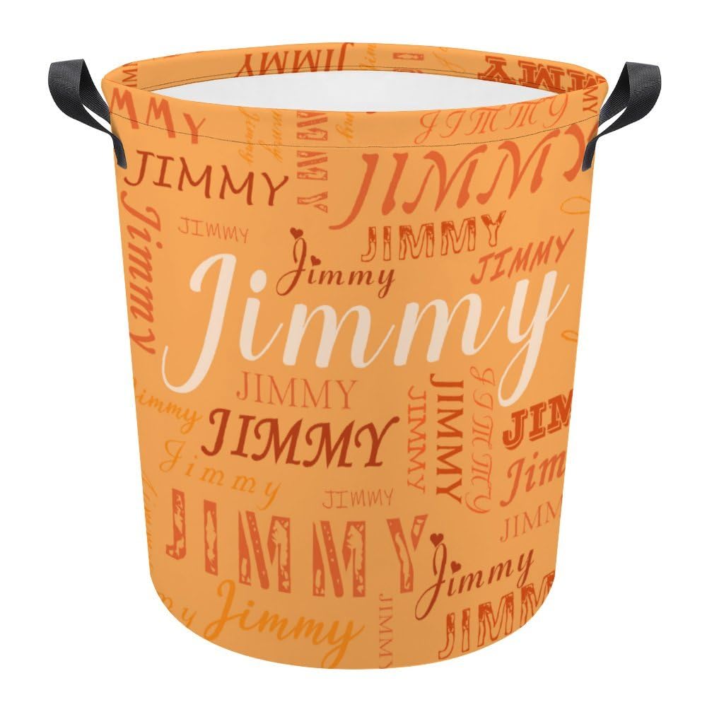 Custom Orange Laundry Basket with Name Personalized Orange Dirty Clothes Hamper Orange Storage Basket Custom Orange Laundry Hamper with Handles in Bedroom Bathroom Livingroom Organizer Toy Basket